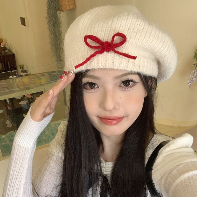 Bow Knit Beret Hat – Wonderland Case