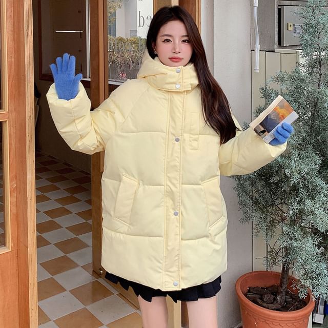 Hooded Button-Up Puffer Jacket – Wonderland Case